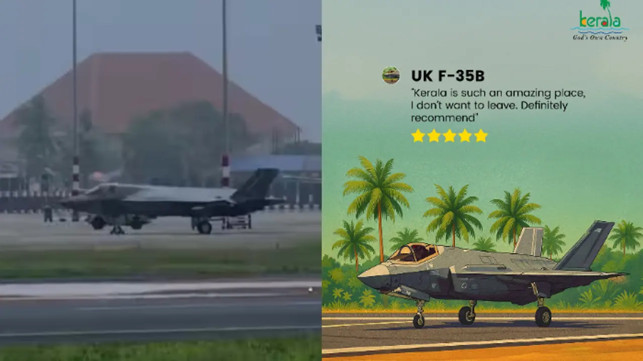 kerala tourism departments features british fighter jet F35B in new advertisement; കേരളത്തി ...