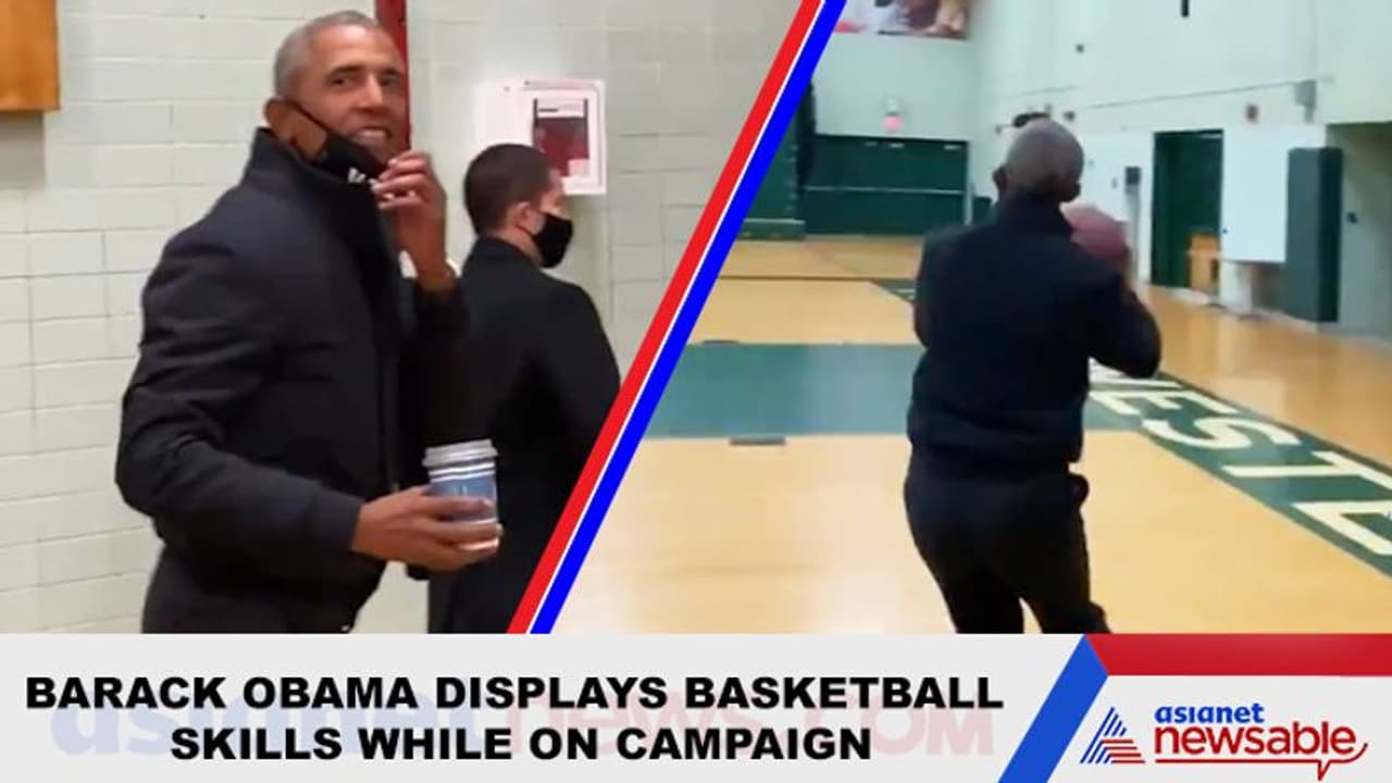Barack Obama shows off his basketball skills on Biden campaign trail ...