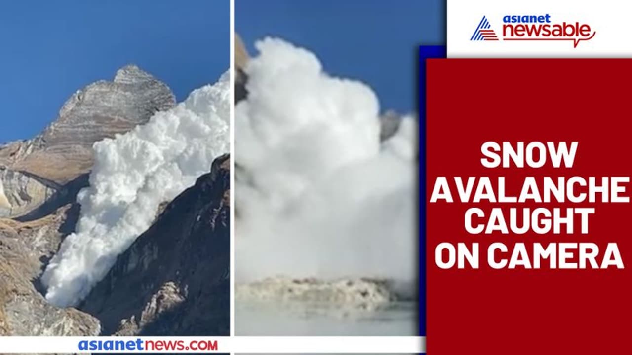 Viral Video: Tourist captures massive avalanche in the Himalayas ...
