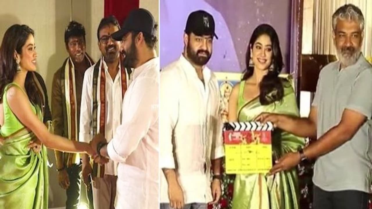NTR 30 launch ceremony: Jr NTR welcomes Janhvi Kapoor, SS Rajamouli ...