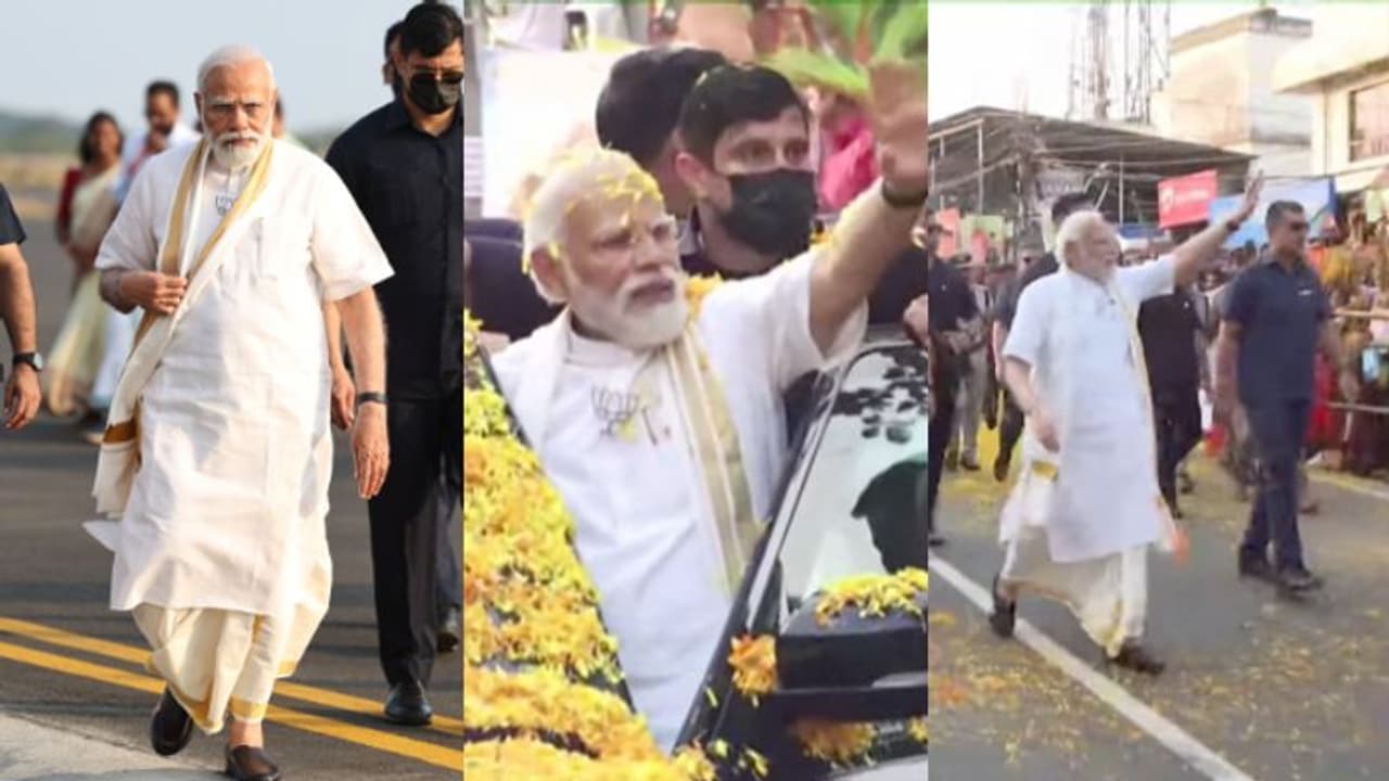PM Modi begins mega road show in Kerala's Kochi; 1000s line up to greet ...