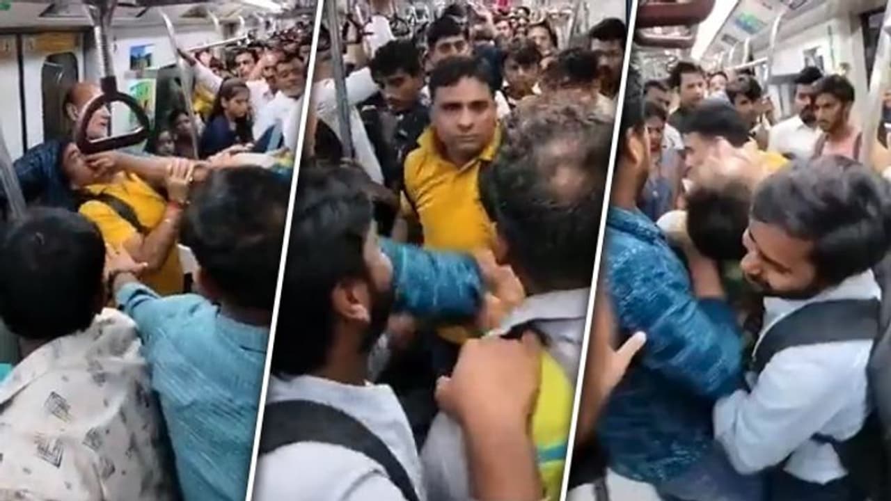 WATCH: 2 men get into a fight in Delhi Metro; video goes viral as they ...