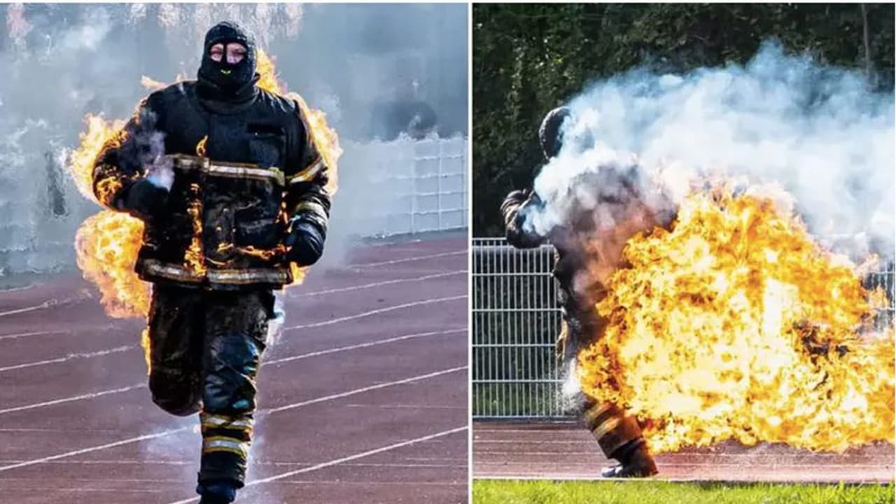 WATCH: French firefighter's daring run while engulfed in flames smashes ...