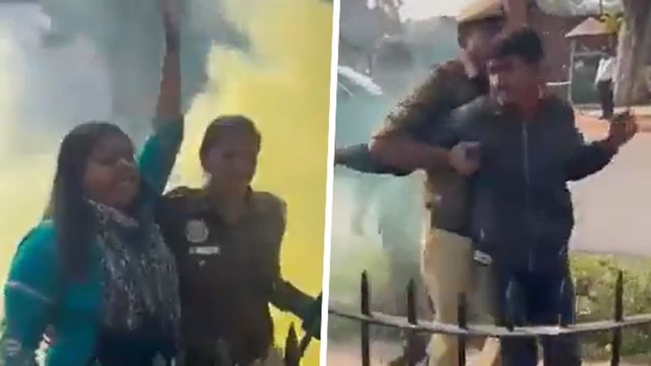 Parliament security breach: 'Tanashahi bandh karo' - Protesters explain ...