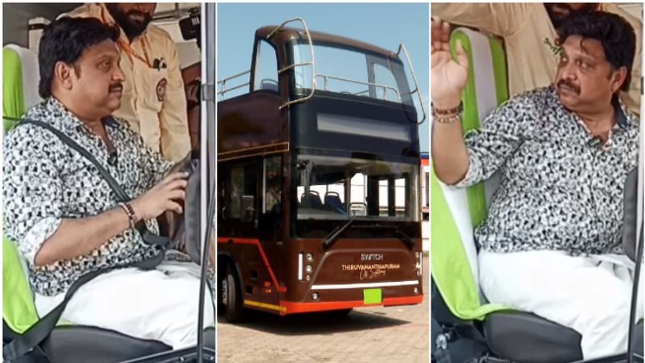 Kerala: Transport Minister KB Ganesh Kumar conducts trial run of India's first electric double ...