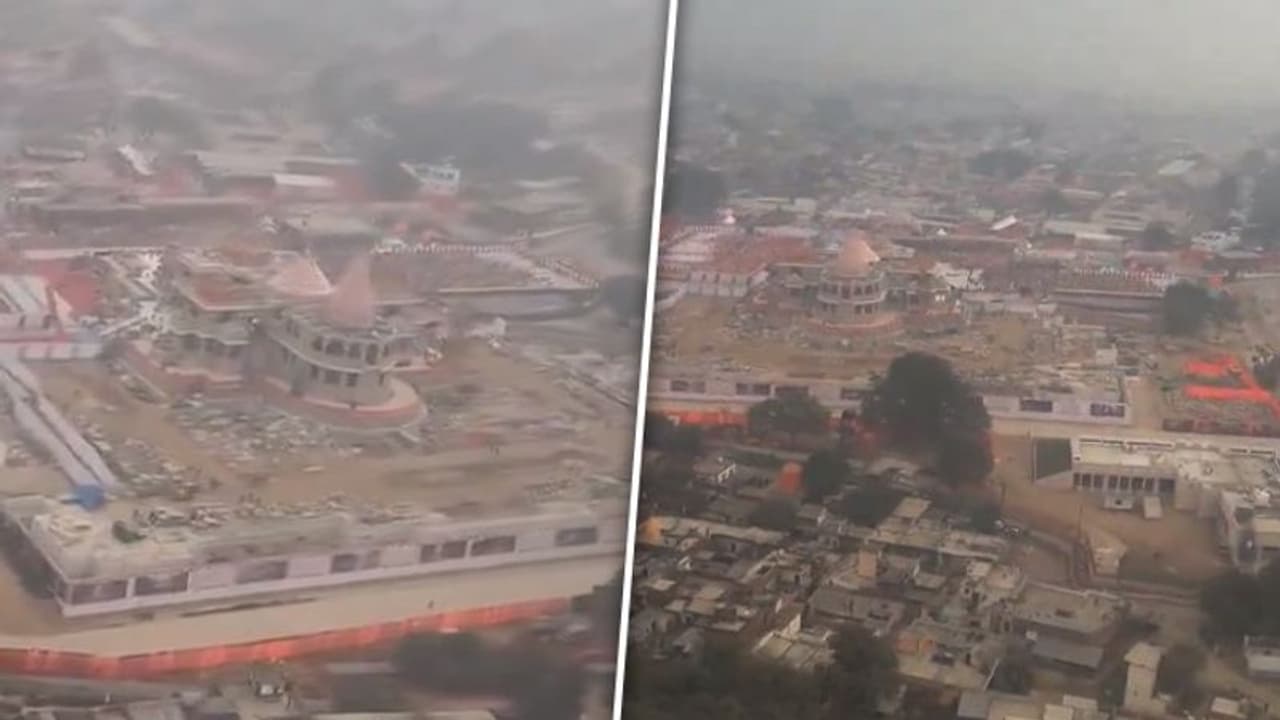 Spectacular glimpse of the Ram Mandir from PM Modi's aircraft (WATCH ...