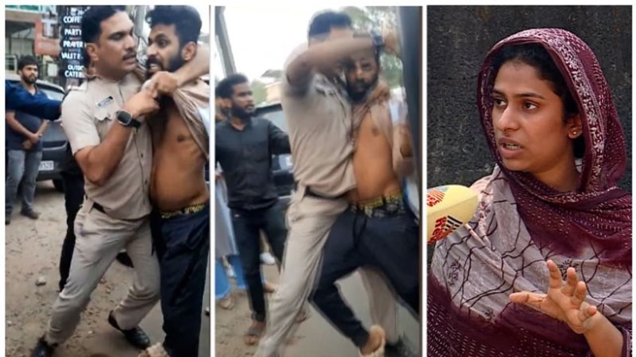 Street fight with policeman over car parking ഹോട്ടലിന് മുന്നിൽ കാർ നി ...