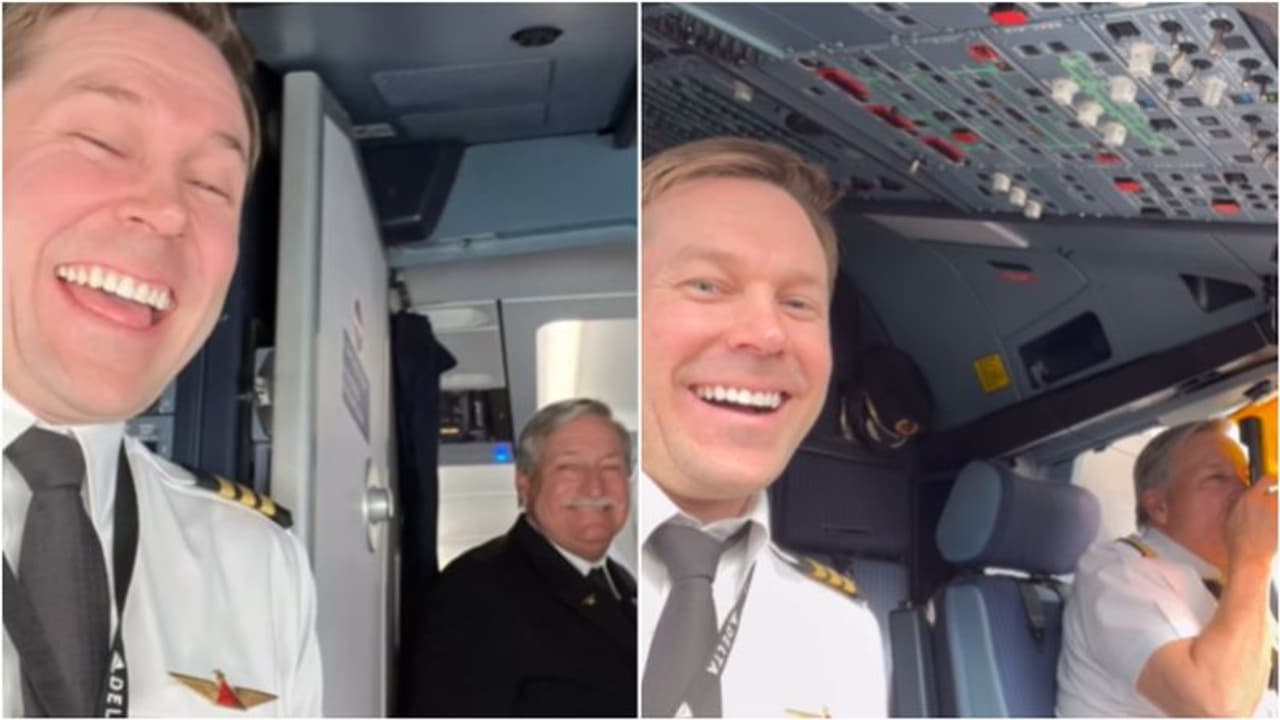 Viral Video: Man Joins Father As Co-Pilot for Retirement Farewell ...
