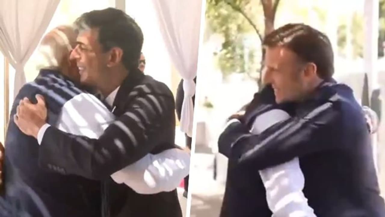 G7 Summit: PM Modi exchanges warm hugs with UK PM Rishi Sunak, France's ...