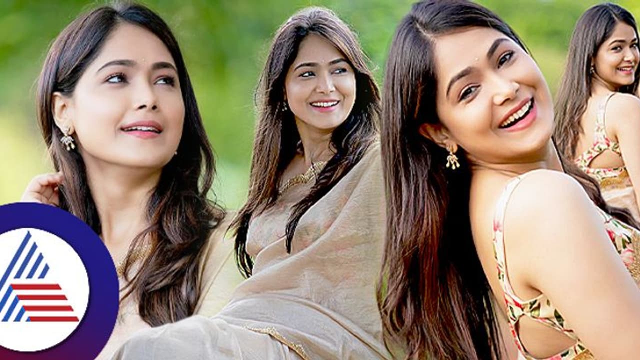 Paru fame Actress Mokshitha Pai in Golden Color Saree: ದೃಷ್ಟಿ ಬೊಟ್ಟು ...