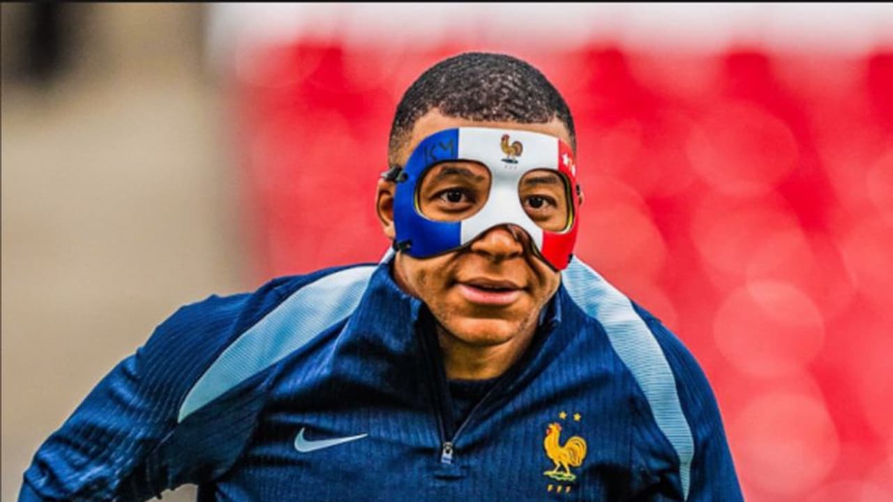Euro 2024: First pic of Mbappe in protective mask after broken nose ...