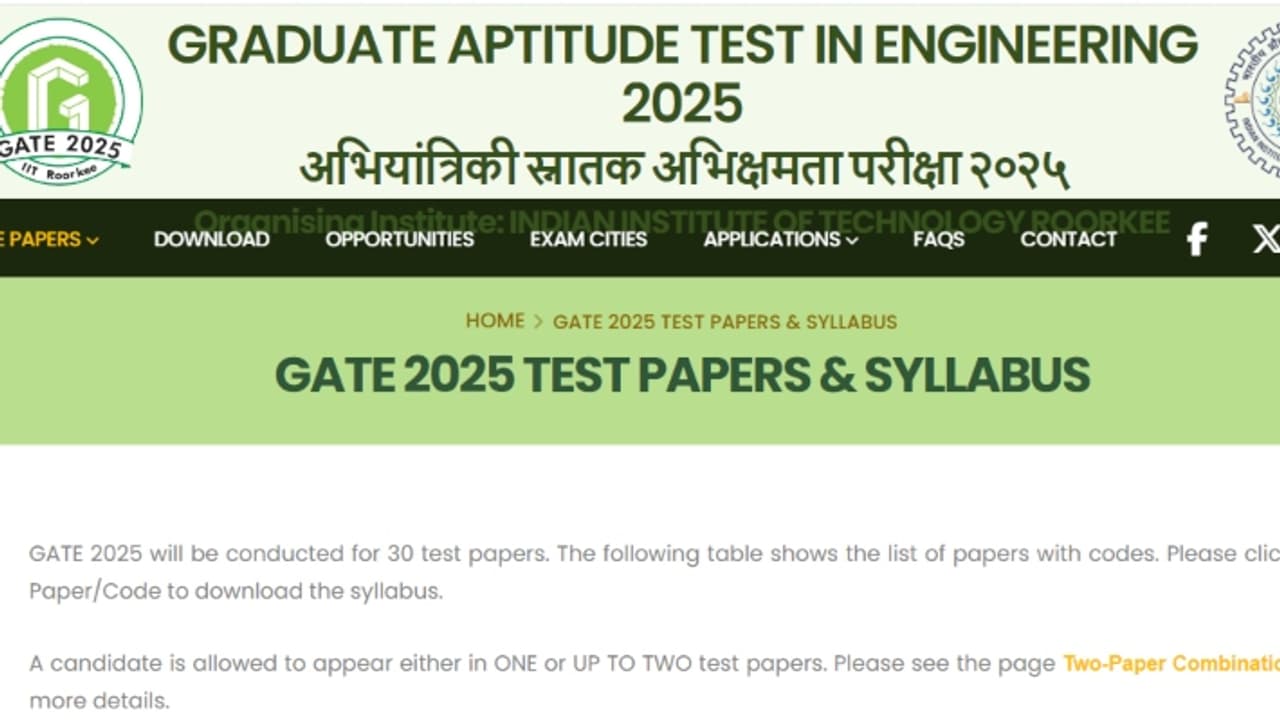 GATE 2025 सिलेबस, एग्जाम पैटर्न समेत डिटेल जारी, IIT Roorkee आयोजित ...