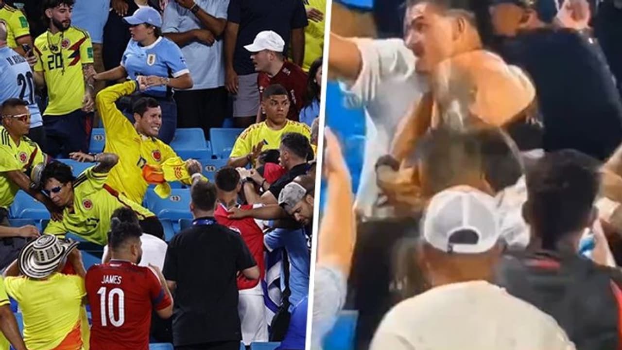 Darwin Nunez caught in violent brawl with Colombian fans after Uruguay ...