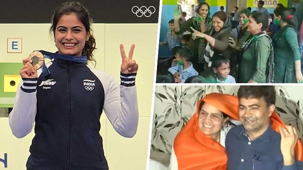 Manu Bhaker's parents, village in Jhajjar erupt in celebration after ...