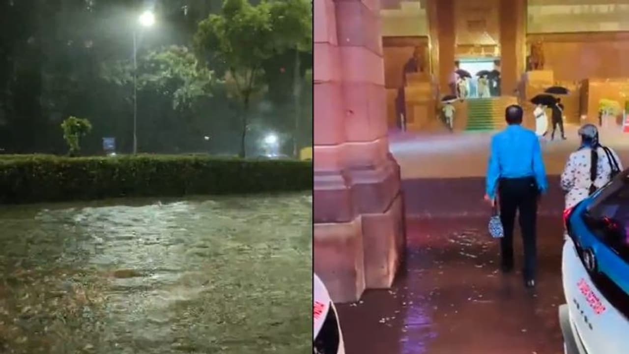 Heavy rain lashes Delhi: 'Red' alert issued as videos of waterlogging, including outside ...