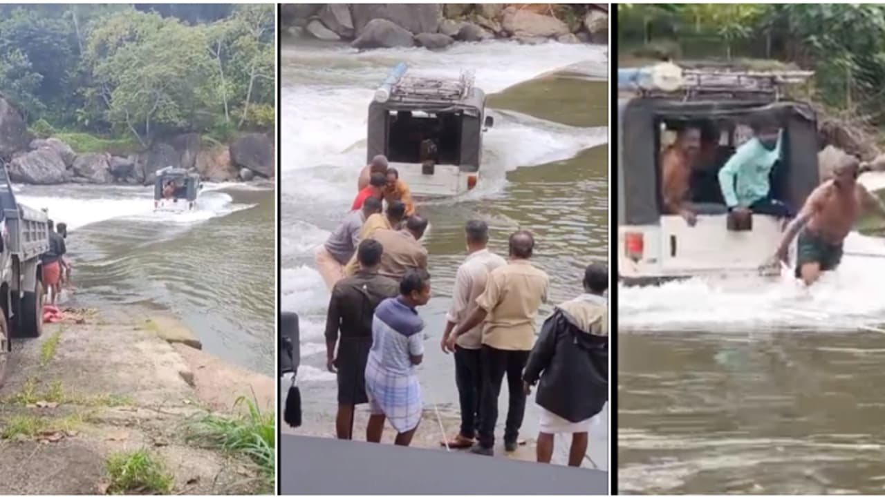 KSEB employees jeep float away adventurous rescue operation video ...