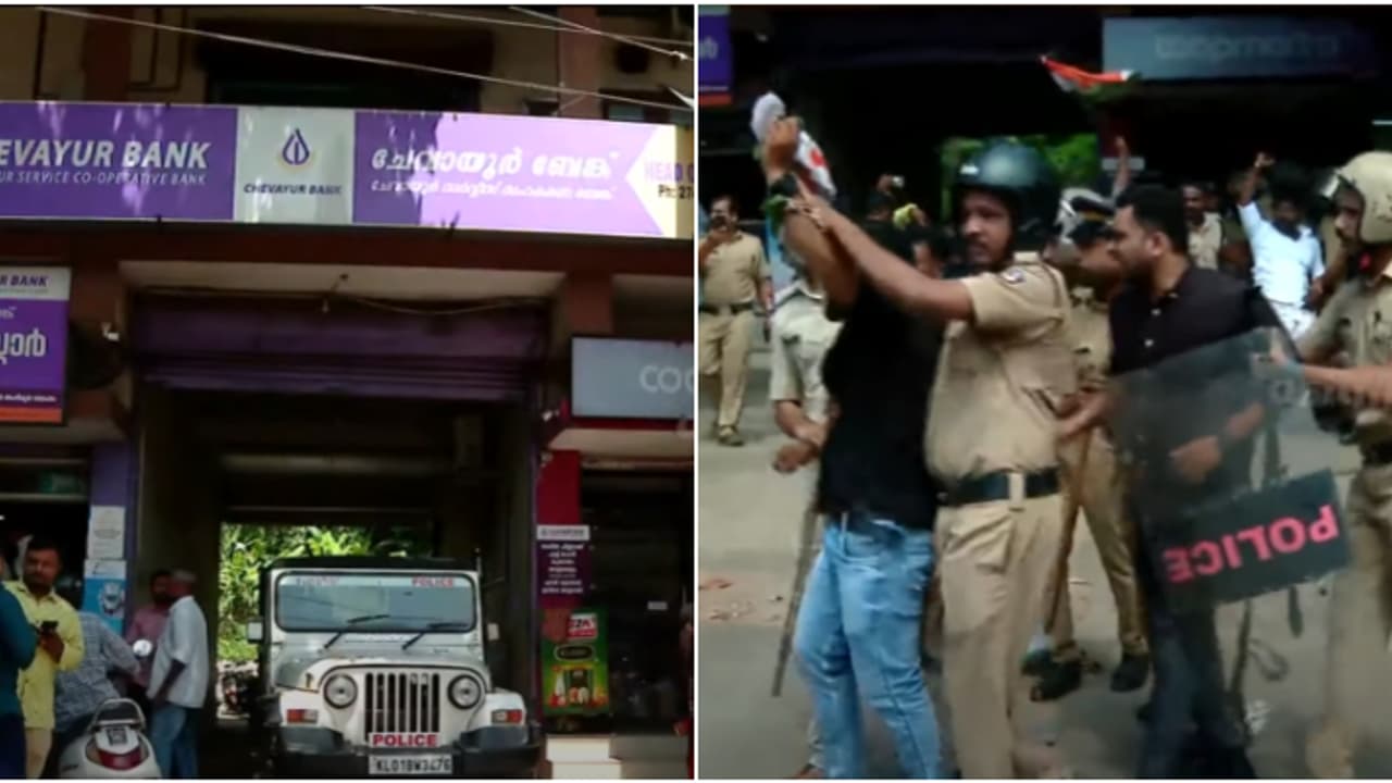 Congress Protest against Congress Run Chevayur Co-operative Bank കോണ് ...