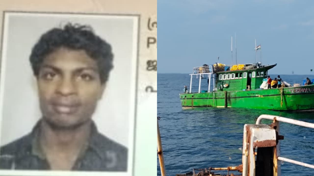 fisherman missing while fishing in Vizhinjam ബോട്ടിന്റെ വശത്ത് ...