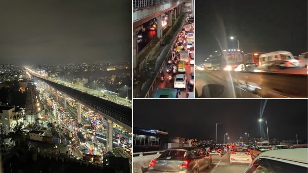 Bengaluru rains: Massive traffic jam on Electronic City flyover forces ...