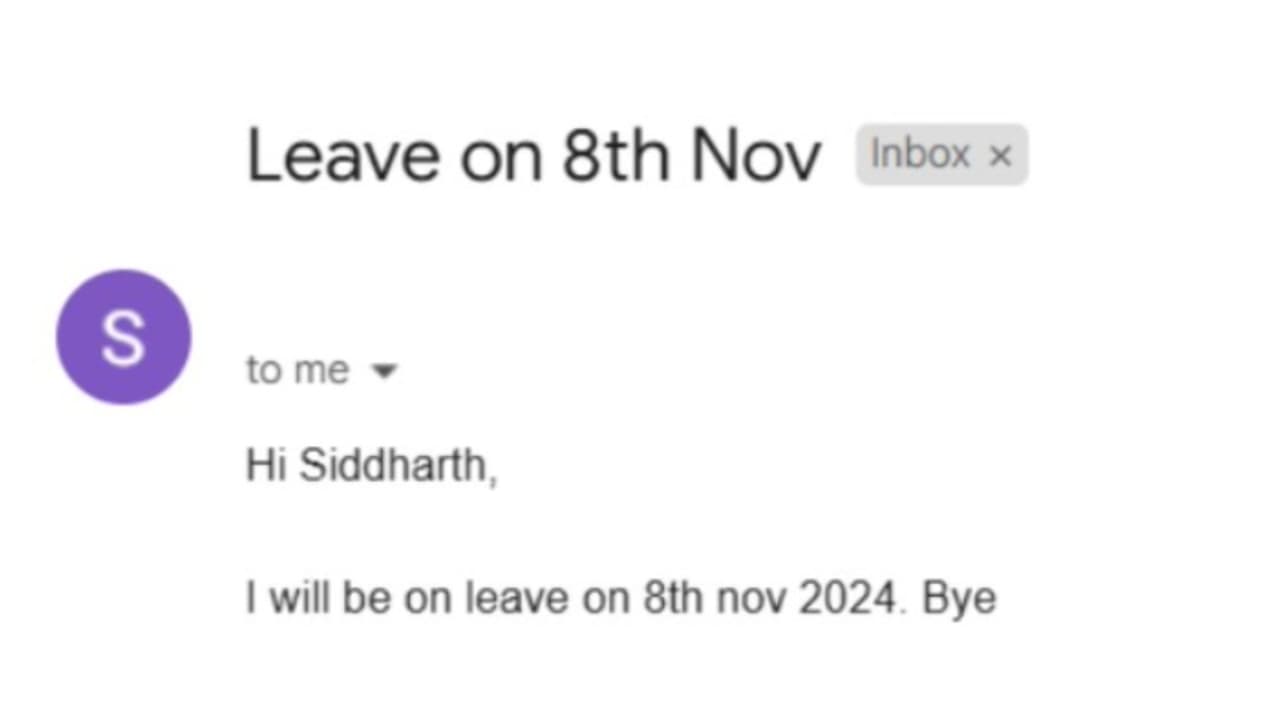 Viral Leave application: 'ഞാൻ അവധിയിലായിരിക്കും, ബൈ'; സമൂഹ ...