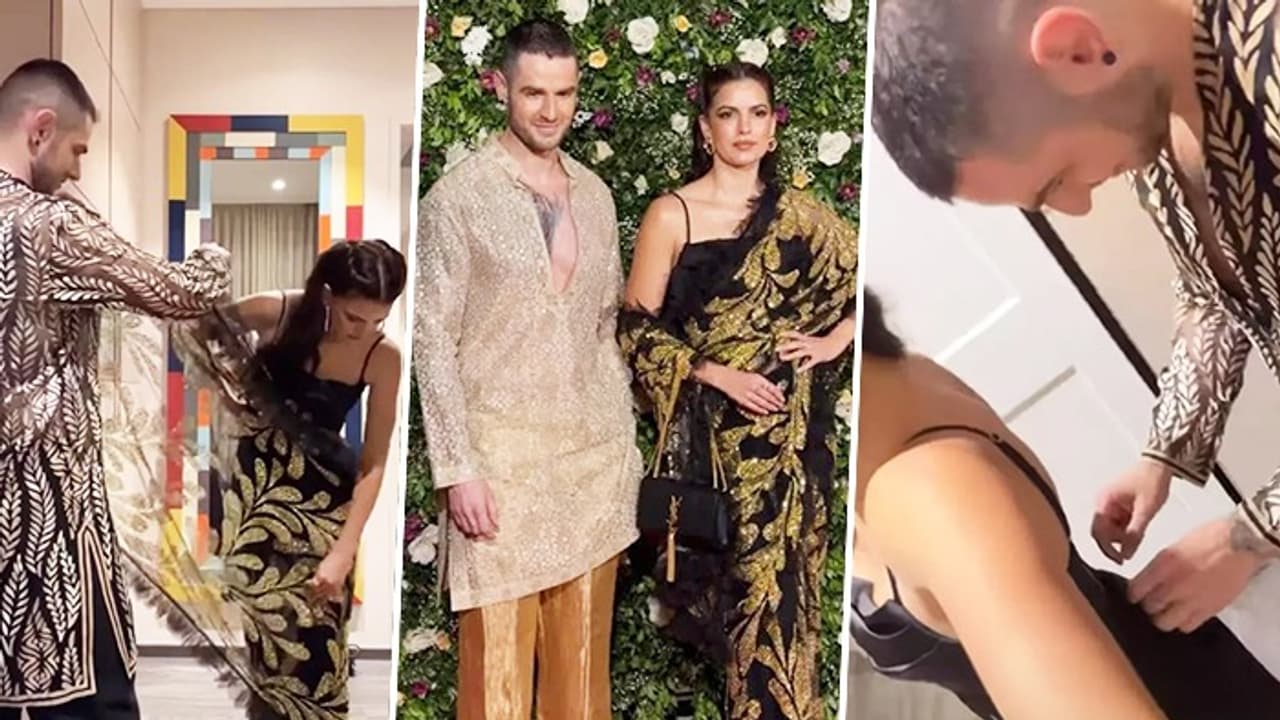 boyfriend Alexander Alex drapped saree to Natasha Stankovic: ಪ್ರಿಯಕರನ ...