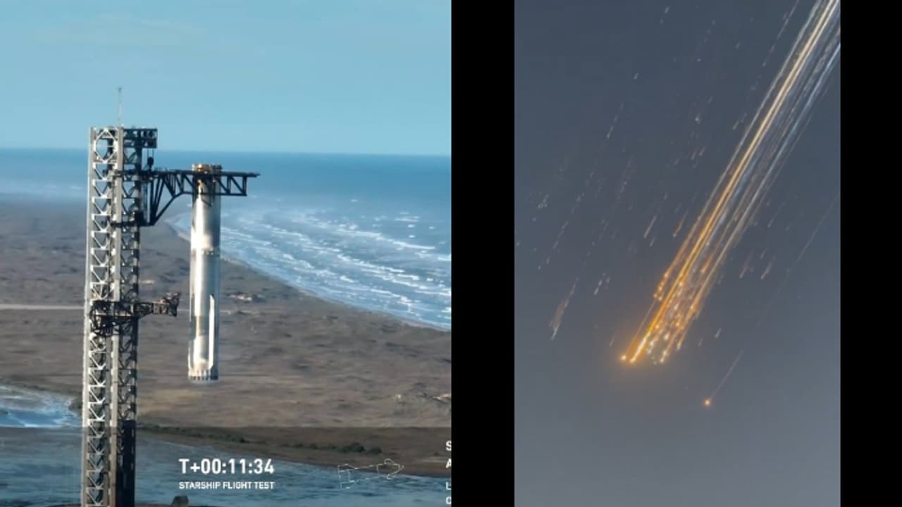 Watch SpaceX catches Starship booster again but upper stage explodes in ...