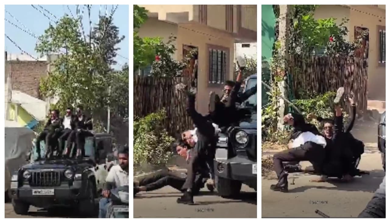 Viral Video: ഥാറിന് മുകളില്‍ മൂന്ന് വിദ്യാർത്ഥികൾ, ബ്രേക്ക് ചവിട്ടിയതും ...