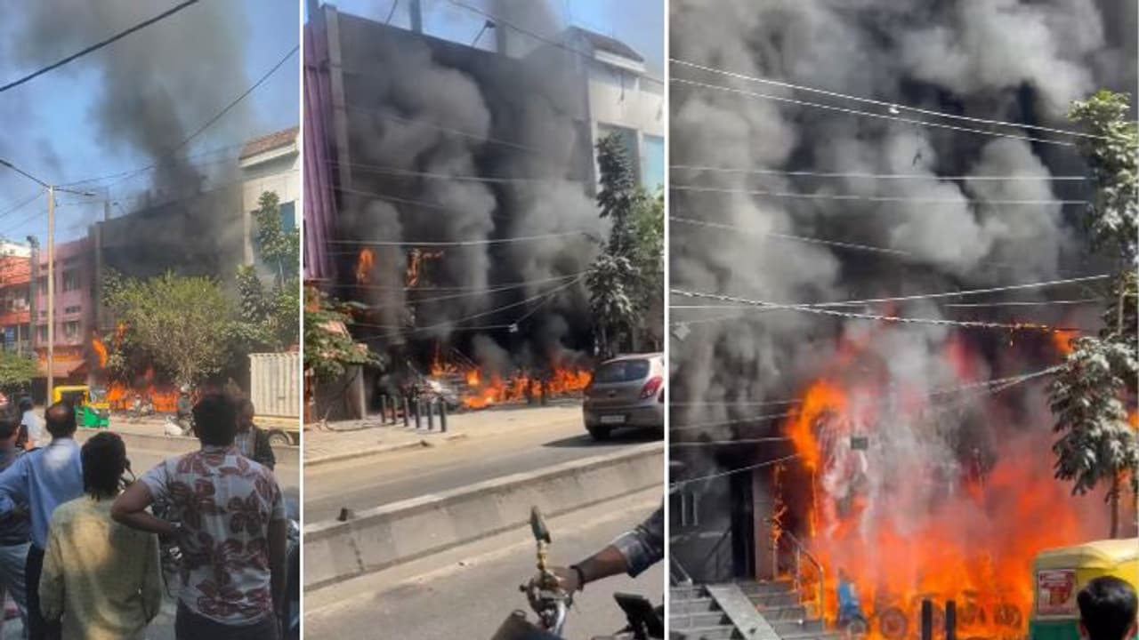 Bengaluru: Fire engulfs Electric bike showroom in Rajajinagar ...