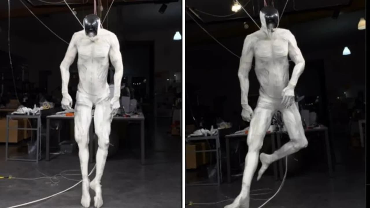 World's first 'synthetic human robot with muscles' twitches, moves into ...