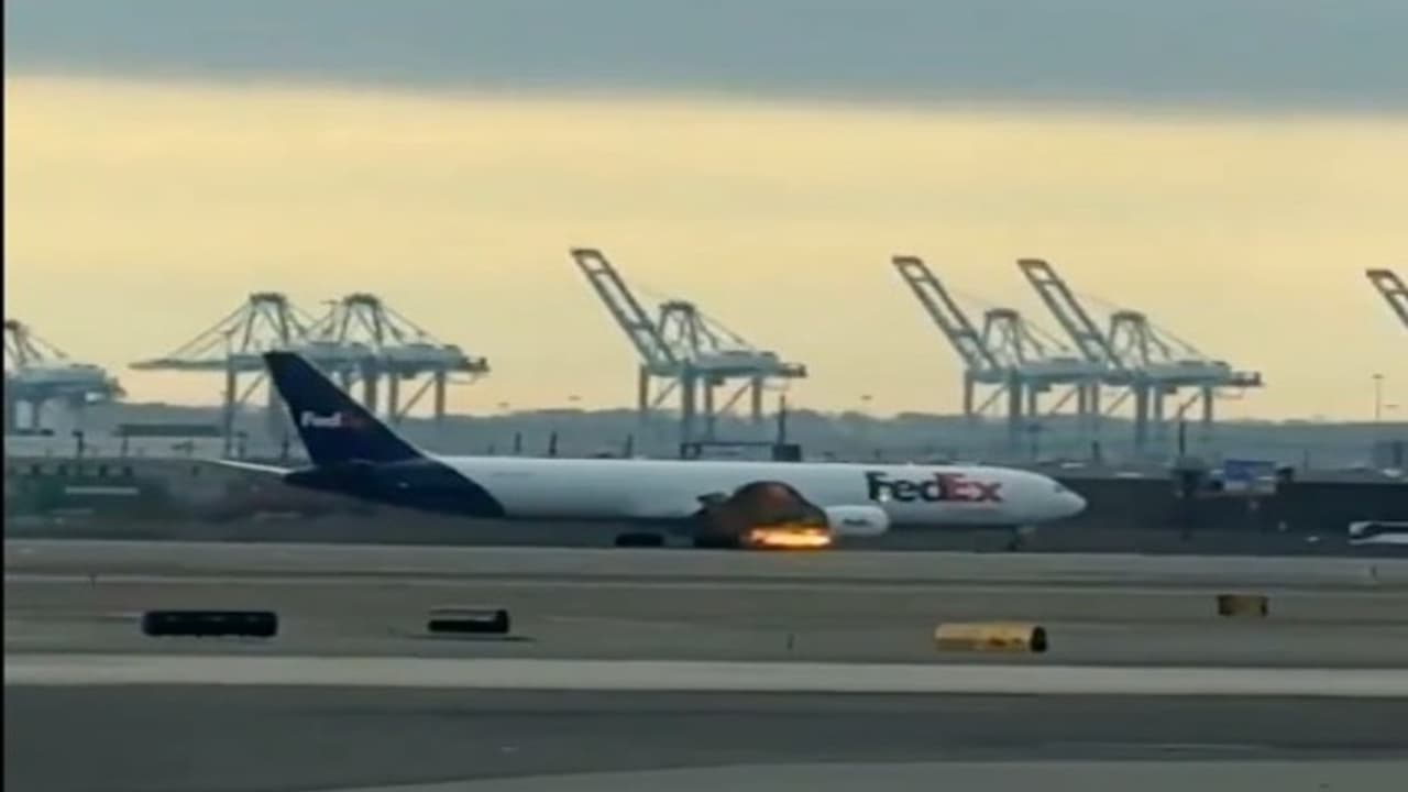 US FedEx plane makes emergency landing after bird strike ignites engine ...