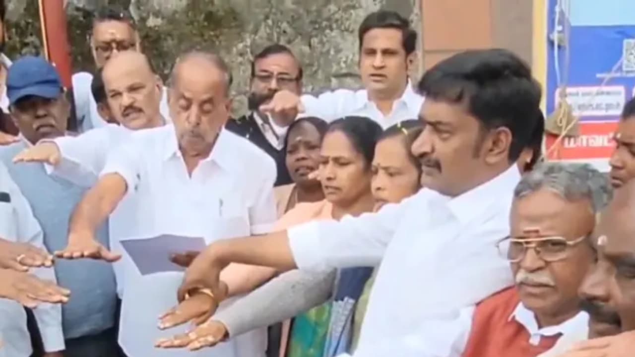 DMK member caught trying to steal gold bangle during anti-Hindi pledge ...