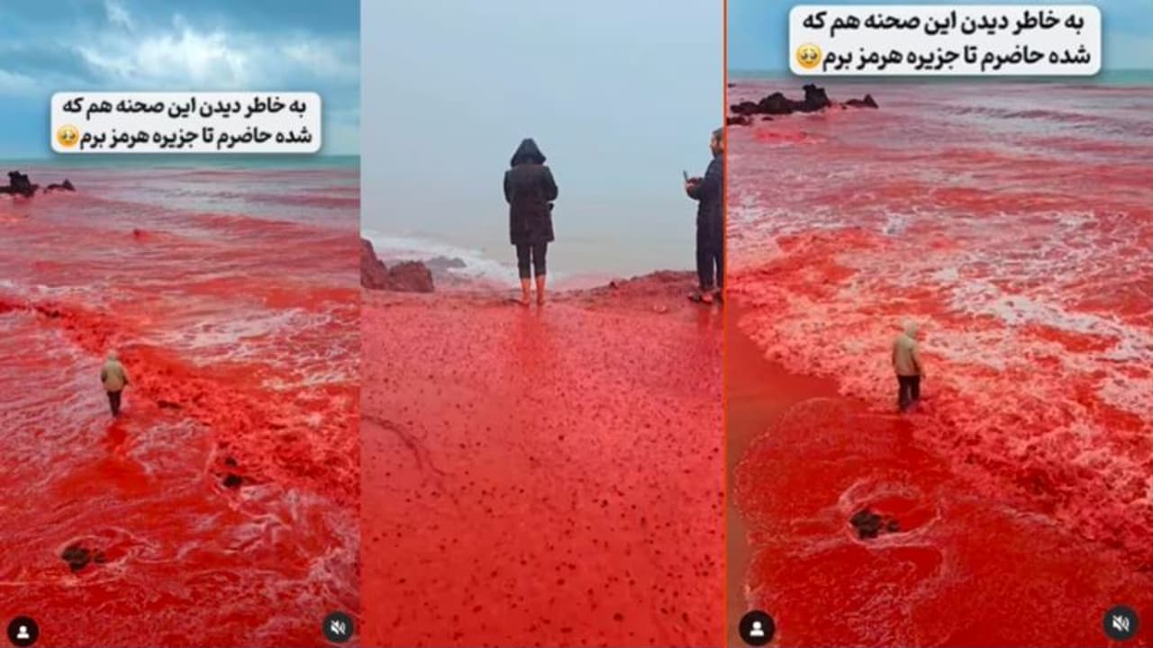Mysterious 'Blood Rain' Turns Iranian Beach into Red Sea | ಧಾರಾಕಾರ ...