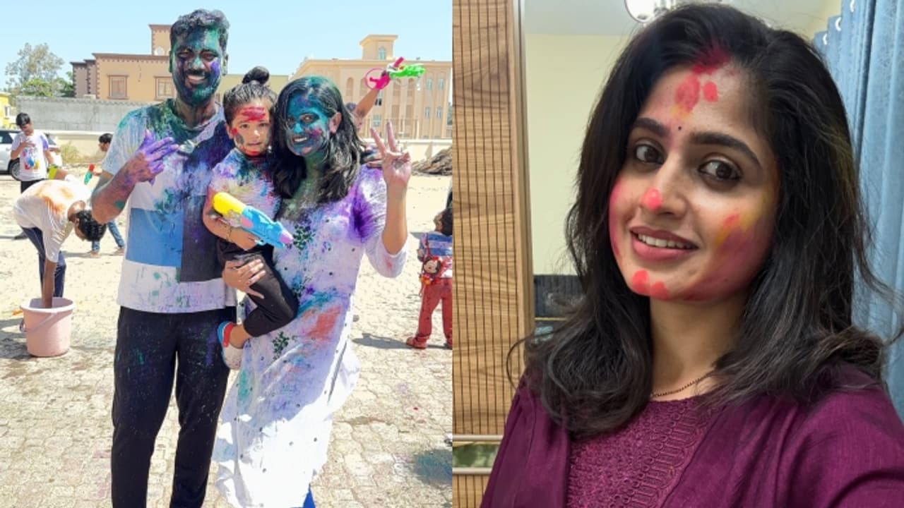 Holi Vibes: Radha Kalyana Actress Chaithra Rai's Family Celebration in ...