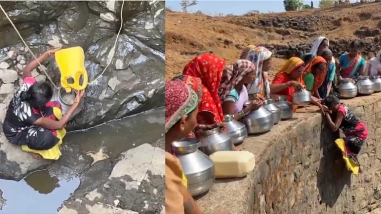 risk their lives for water in Borichi Bari; കയറിൽ പിടിച്ച് ...