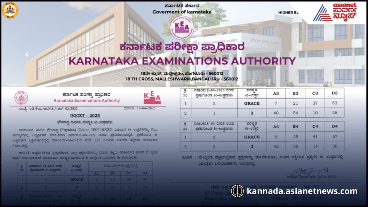 KCET 2025 Revised Answer Key Out | Grace Marks in Physics | Cet 2025 ...