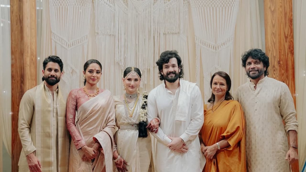 (PHOTOS) Akhil Akkineni, Zainab Ravdjee stuns in ivory ensemble ...