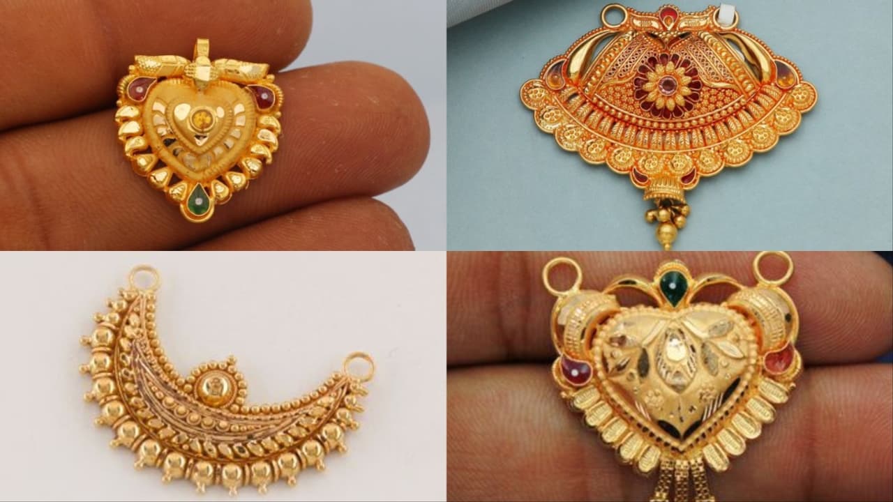 3 Gram Locket Design: 3 ग्राम गोल्ड के लॉकेट, काले मोती संग करें ट्राय ...