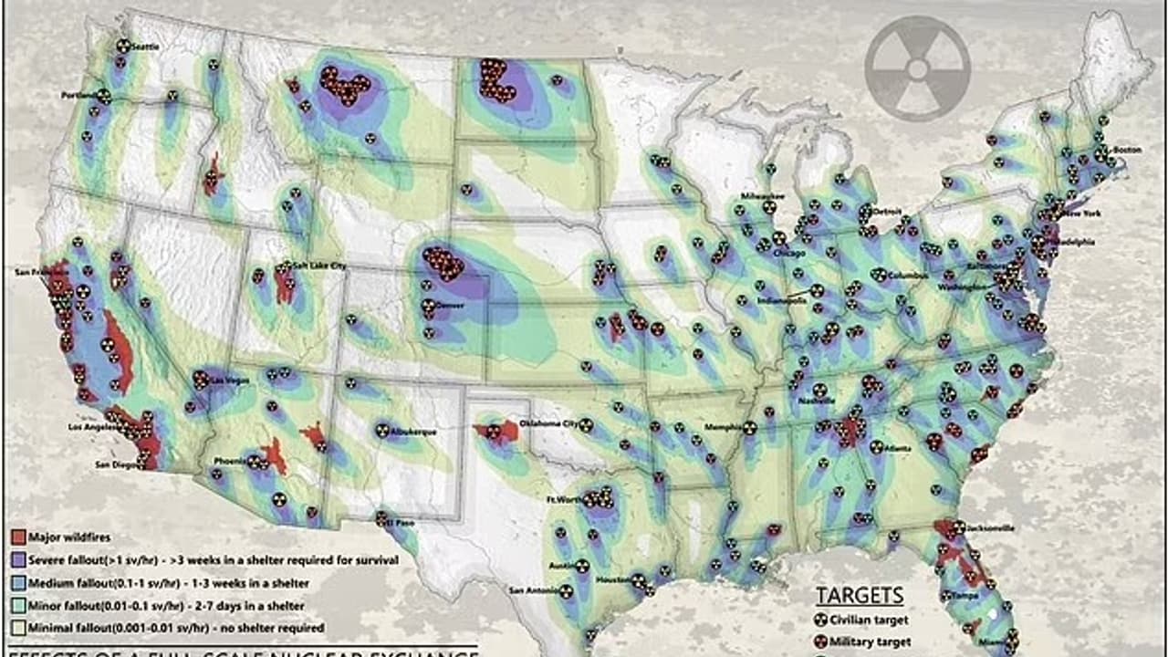 Chilling map warns 250m Americans would die in nuke attack amid WWIII ...