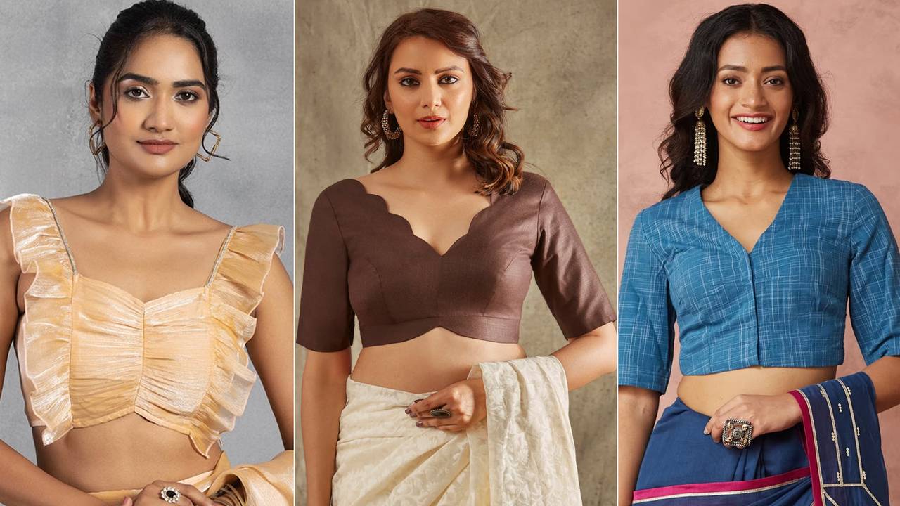 Plain Blouse Designs 2025: चमक-दमक पुराना, ट्रेंडी 6 प्लेन ब्लाउज डिजाइन का नया जमाना | Plain ...