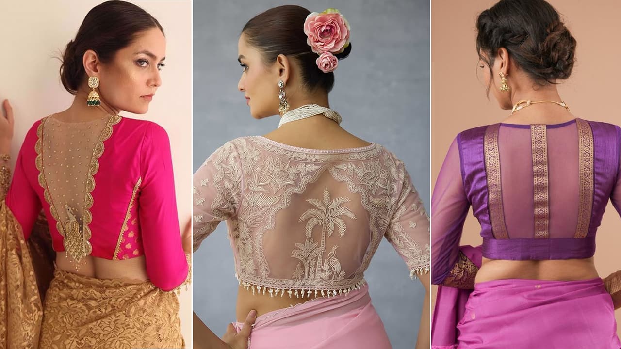 Net Blouse Back Side Designs: ब्लाउज के बैक साइड चुनें 5 डिजाइन, सादी ...