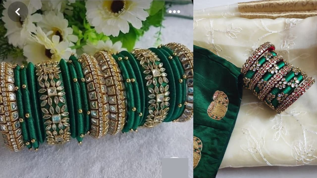 Green Thread Bangles: सावन में बढ़ जाएगी हरे सिल्क साड़ी की शान, पहनें ग्रीन थ्रेड बैंगल के ...
