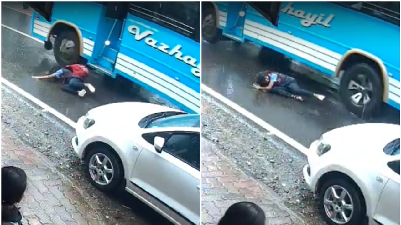 bus didn't stop even after child fell CCTV footage released കുട്ടി ...