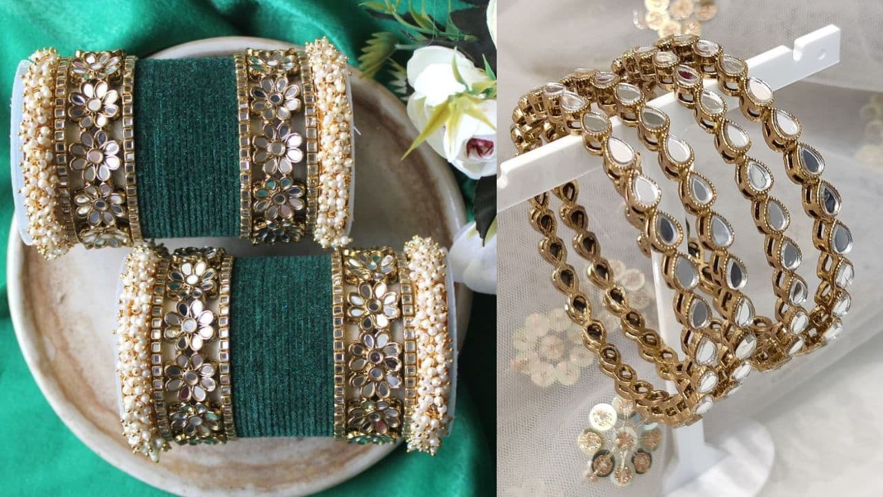सोने से भी ज्यादा चमकेंगे हाथ, नवरात्रि में पहनें मिरर वर्क बैंगल के ...