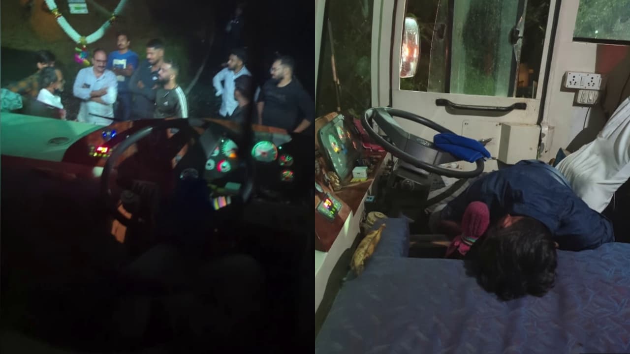Bus driver sleep | ഡ്യൂട്ടിക്കിടെ മദ്യപിച്ച് 'ഓഫായി' ടൂറിസ്റ്റ് ബസ് ...