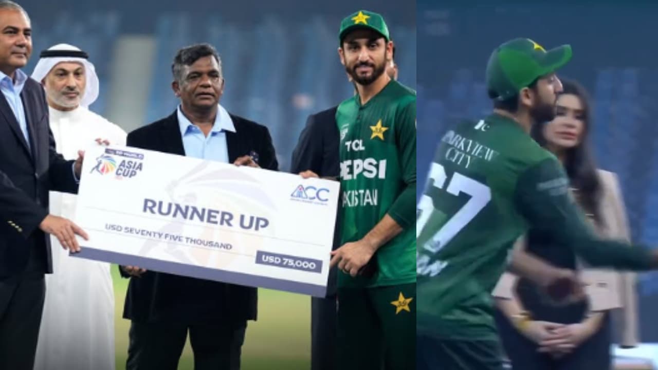 Salman Ali Agha runner up Cheque: റണ്ണേഴ്സ് അപ്പ് ചെക്ക് വലിച്ചെറിഞ്ഞ് ...