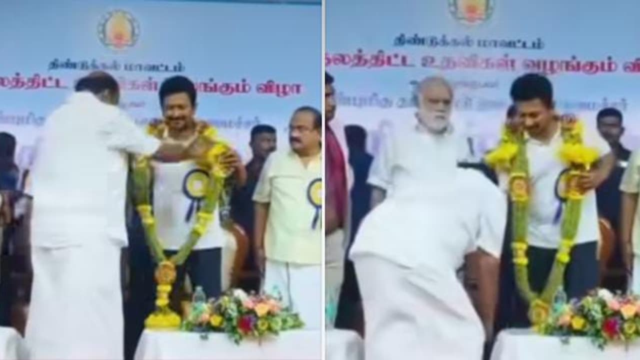 Udhayanidhi Stalin feet touching controversy : 50 வயது உதயநிதி காலில் ...