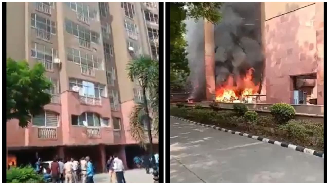 Massive Fire At Brahmaputra Apartments Allotted To Rajya Sabha MPs In ...