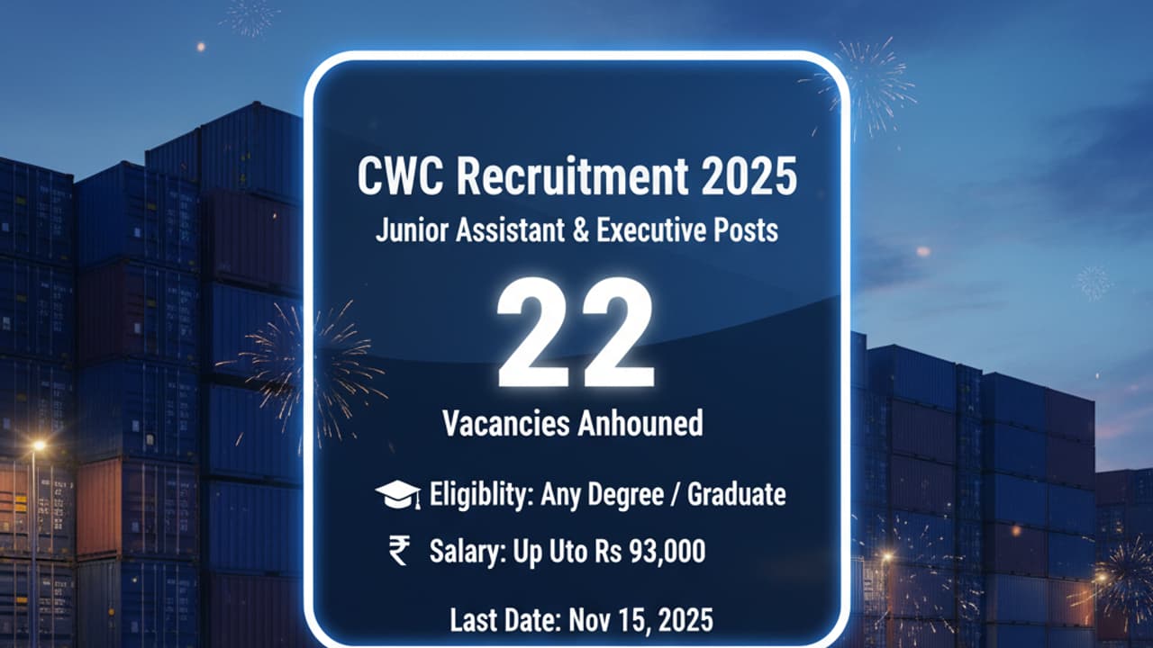CWC Recruitment 2025 Central Govt Job Junior Executive Assistant Posts ...