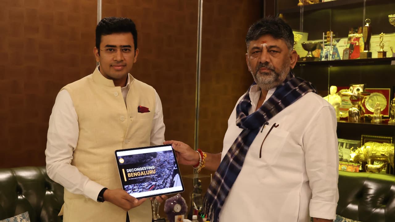 Tejasvi Surya Meets DK Shivakumar, Urges Focus on Metro Over Tunnel Road Project to Ease ...