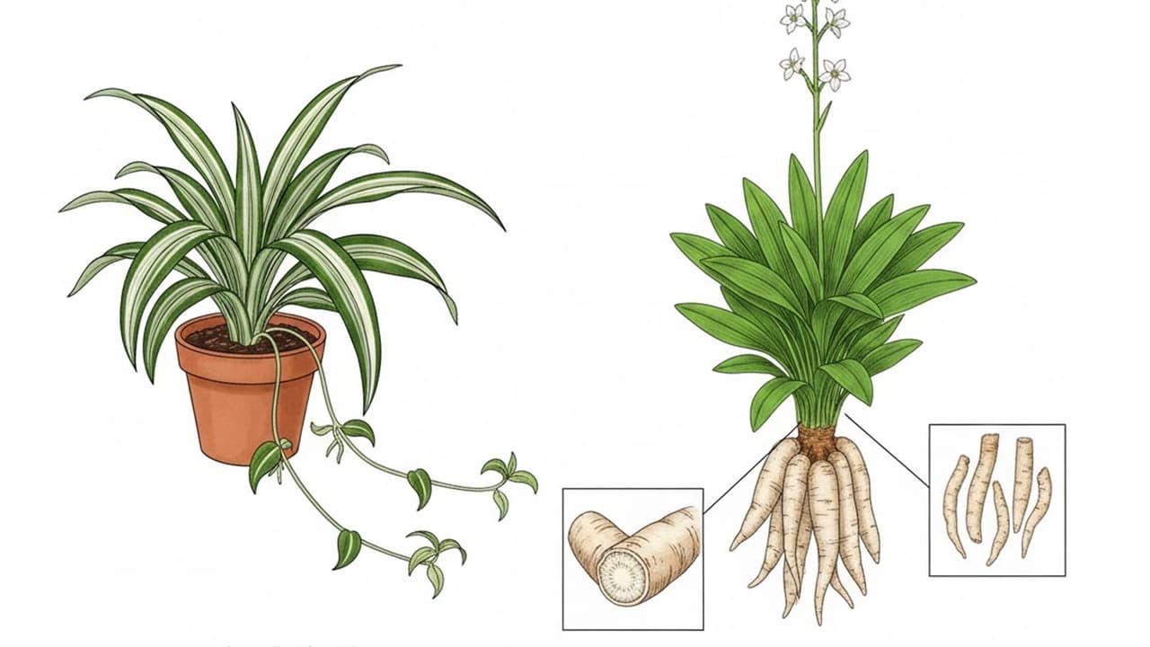 Safed Musli Plant: स्पाइडर प्लांट ही सफेद मूसली प्लांट है? असली पौधे को ...
